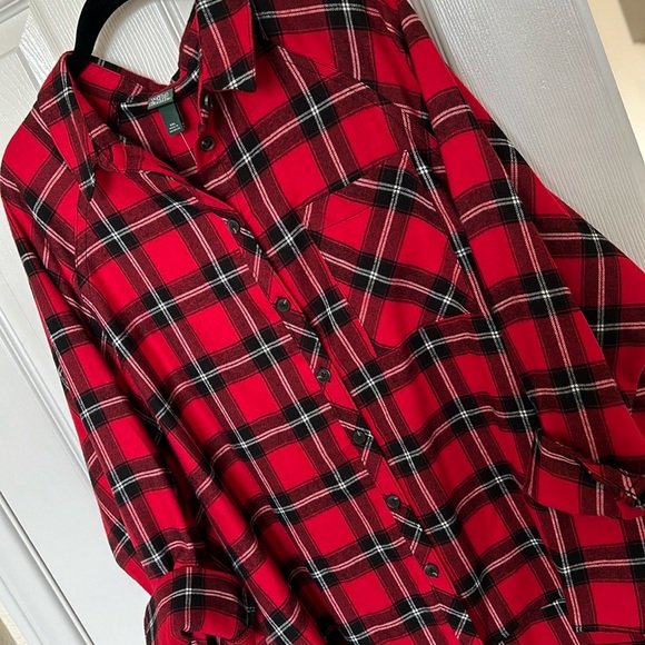 wild fable | Tops | Wild Fable Oversized Red Plaid Flannel Button Down ...